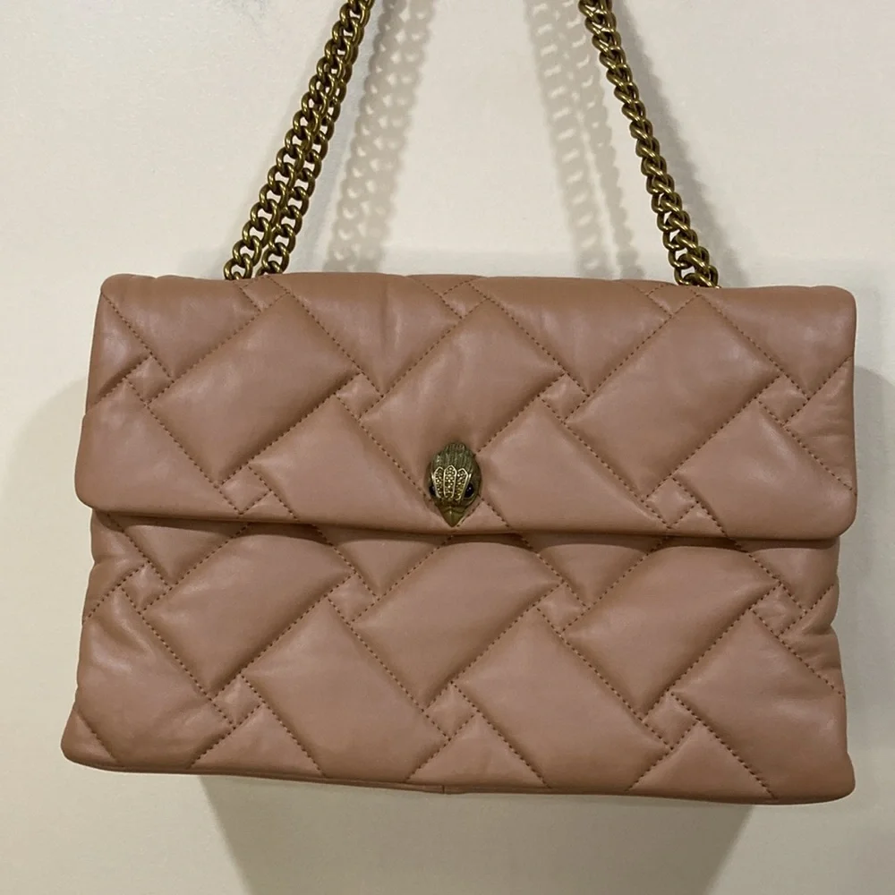 Kurt Geiger | Bags | Kurt Geiger Quilted Tan Leather Shoulder Bag With ...